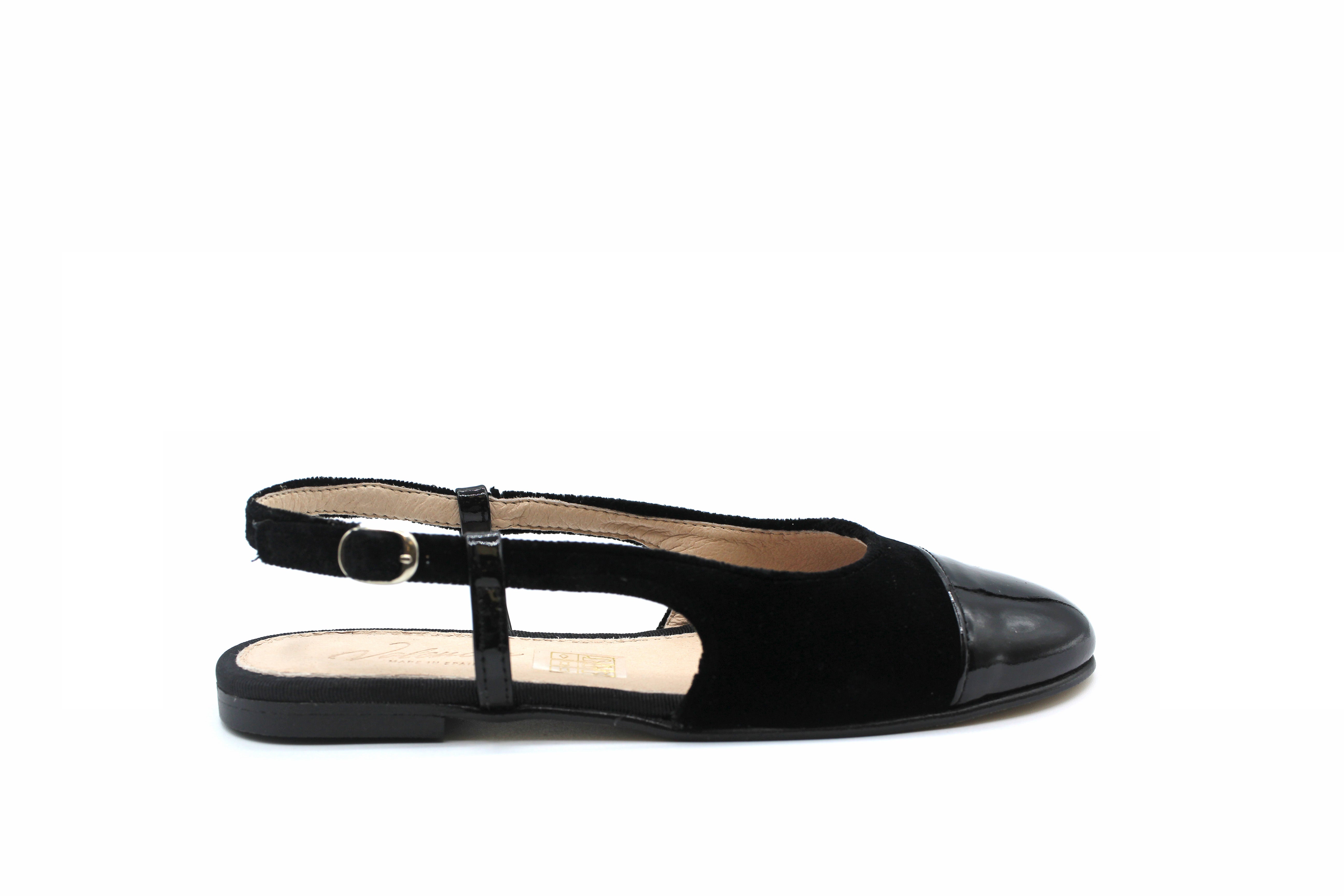 Valencia Black Velvet Cap Sling Back – Hal Outlet