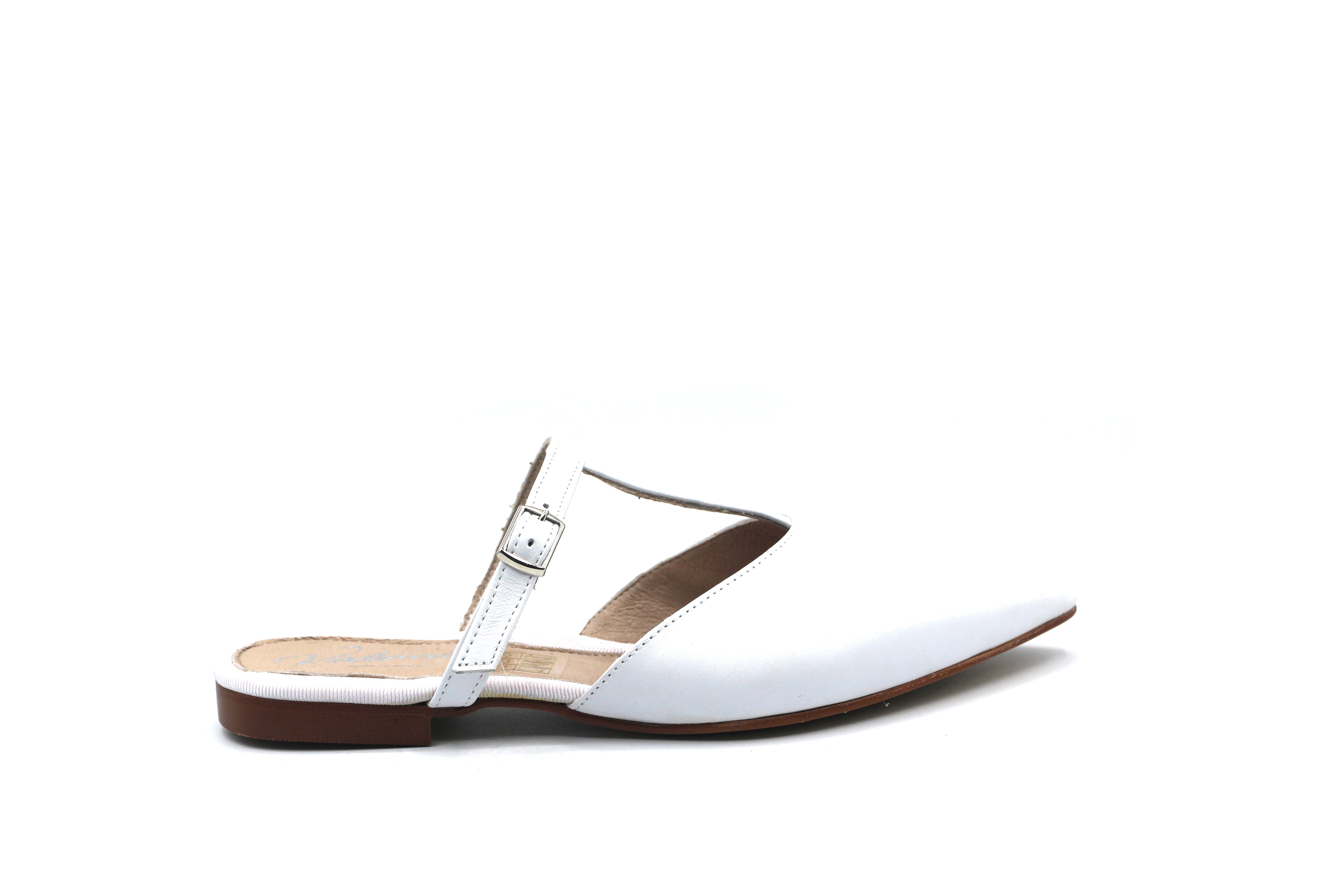 Valencia White Pointed Mule – Hal Outlet