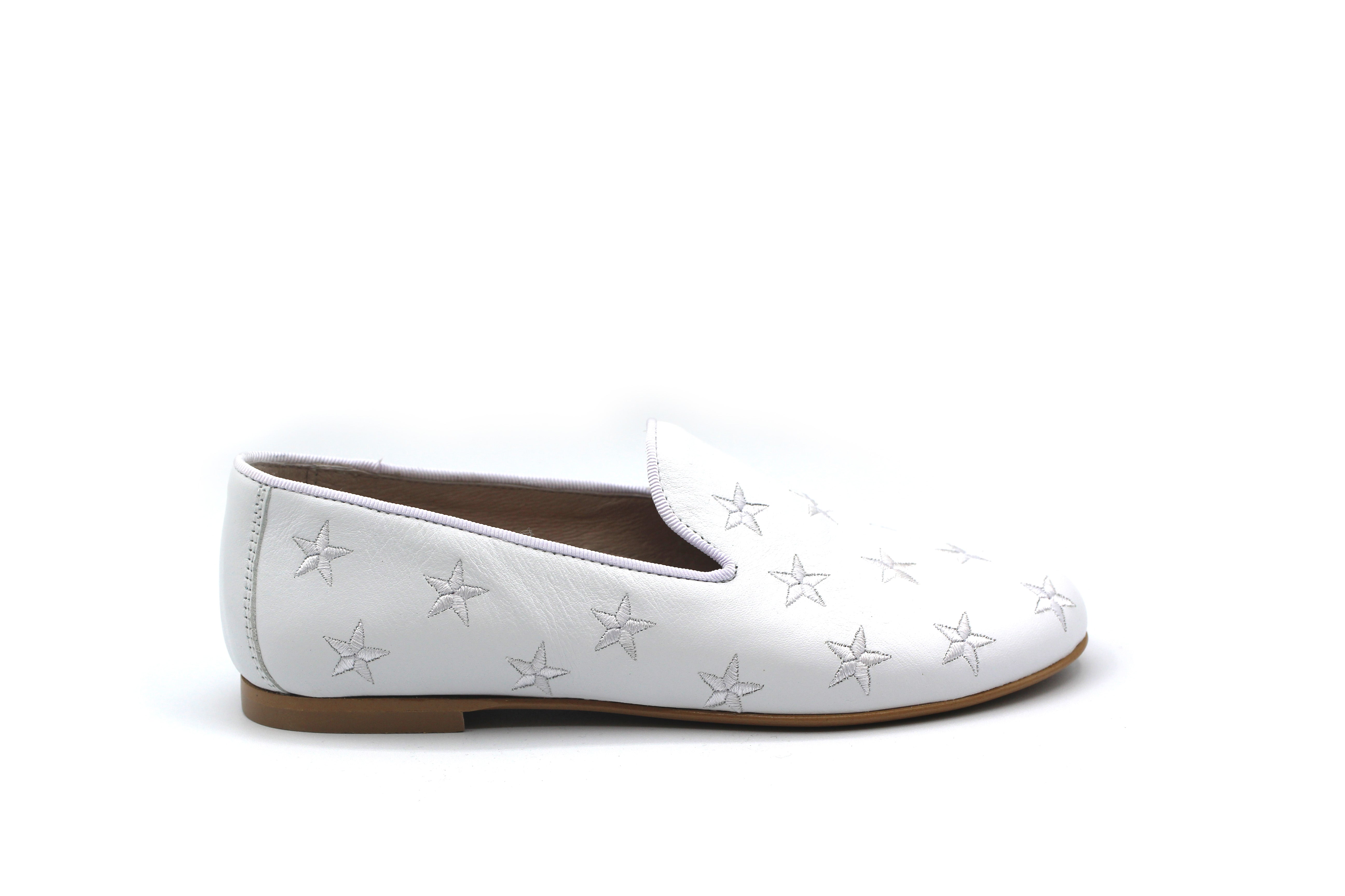 Don Louis White Leather Mini Stars Smoking Shoe – Hal Outlet